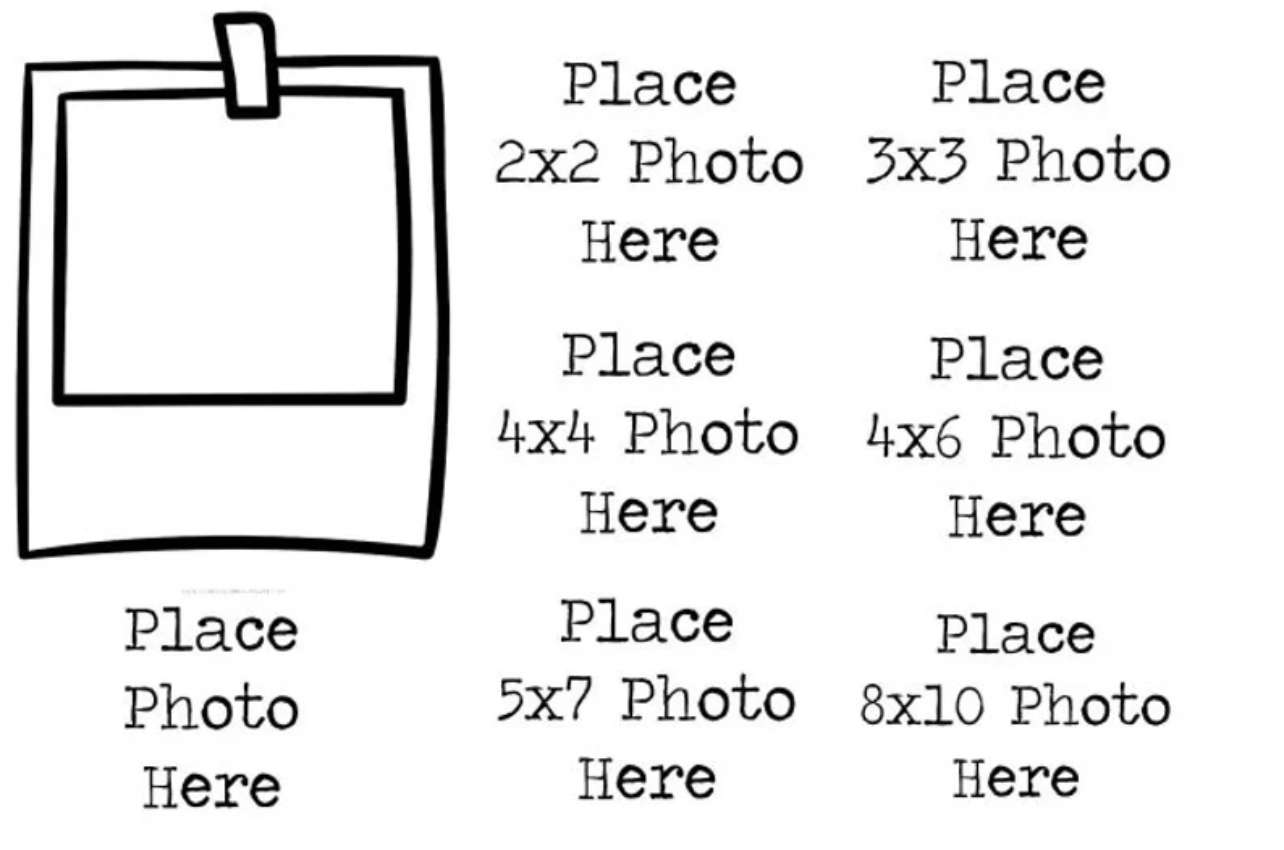 Place Photo Here - Instant Photo with Sizes Stamp Set - Mama Makes